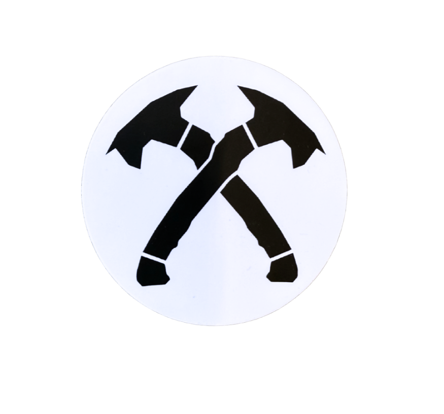 Round Black and White Crossed Hawks Sticker